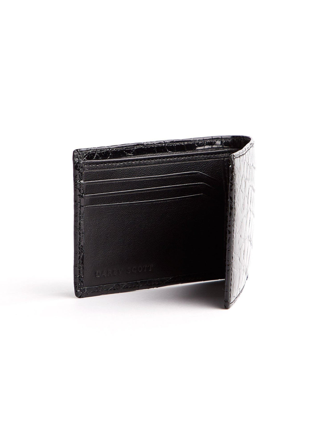 Classic Slim Bi-Fold Crocodile Wallet, Black | Darby Scott
